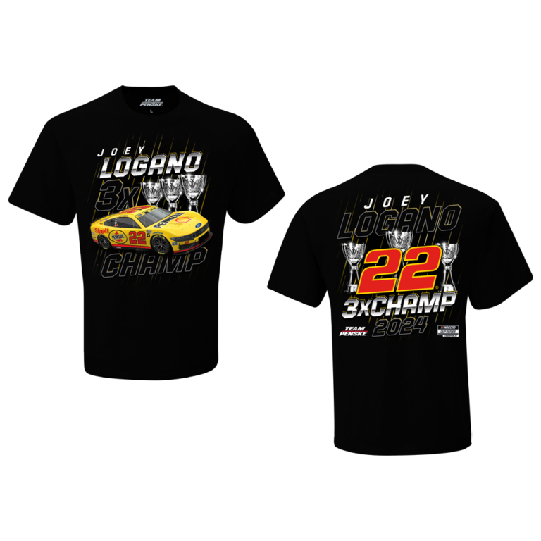 Joey Logano – 2024 JL Champ Trophies Front & Back Black T-Shirt