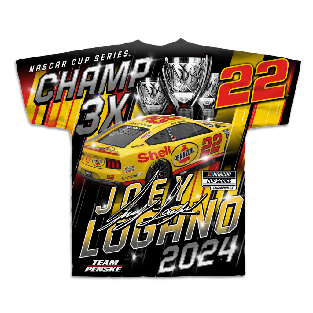 Joey Logano – Dbl-Sided Sublimated 3X Champ Logano T-Shirt